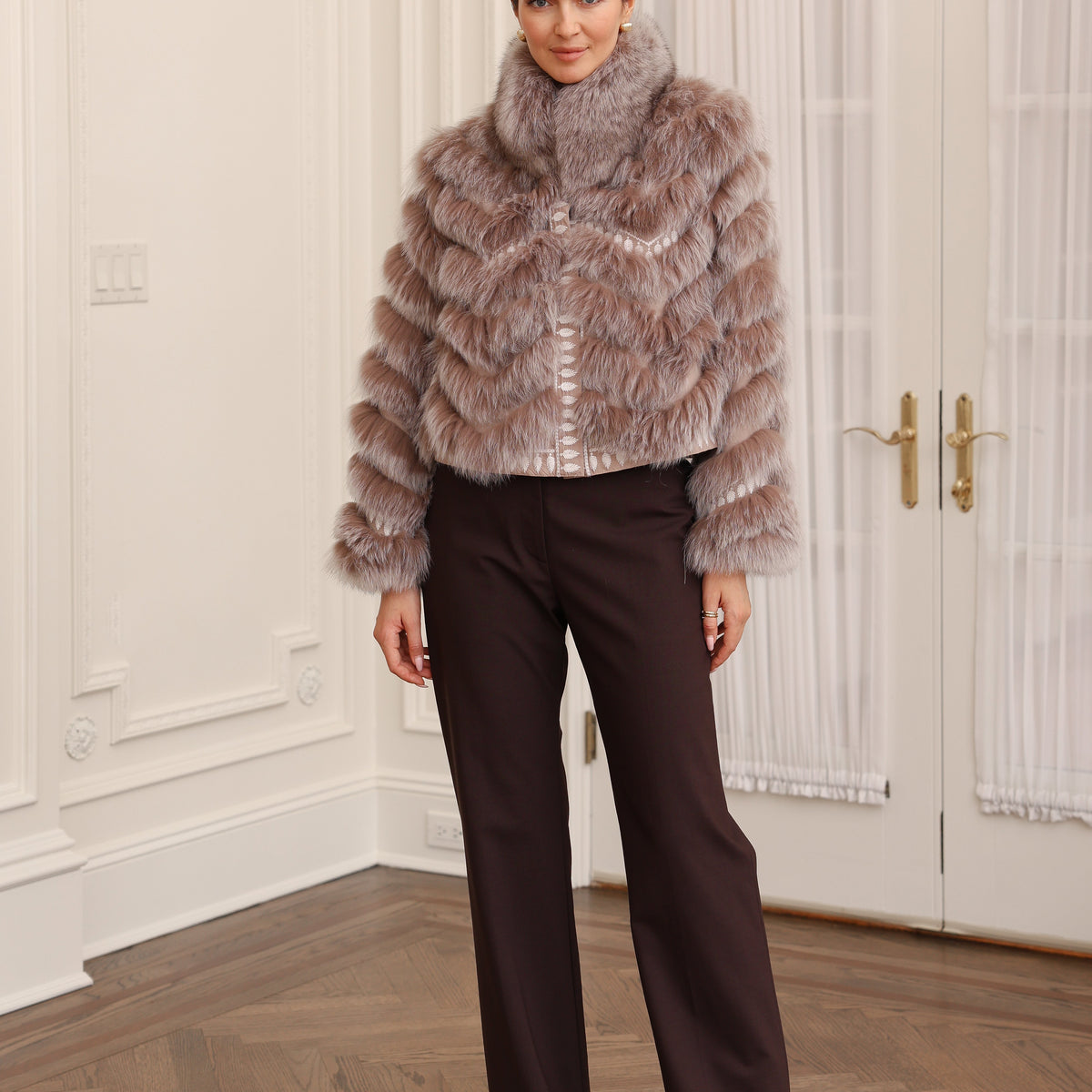 Embroidered Reversible Silk To Fox Jacket in Caffe Latte – Marta's of ...